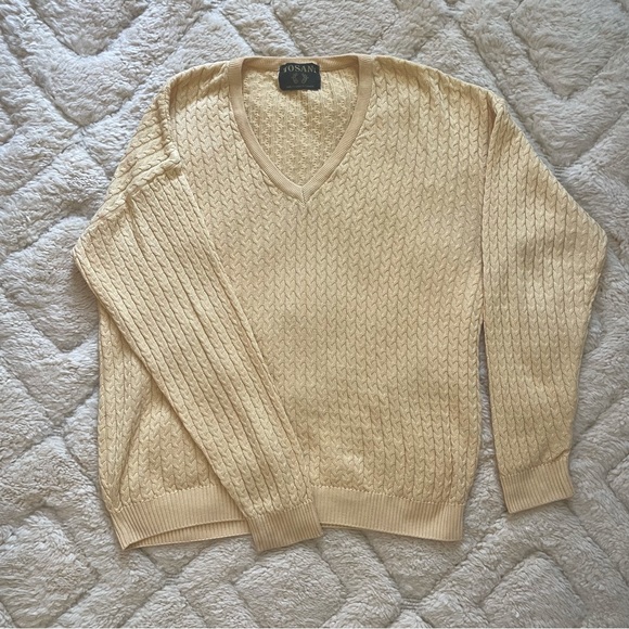 Tosani | Sweaters | Vintage Butter Yellow Cable Knit Cotton Sweater ...